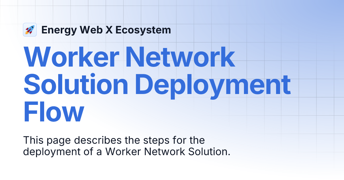 Worker Network Solution Deployment Flow | Energy Web X Ecosystem